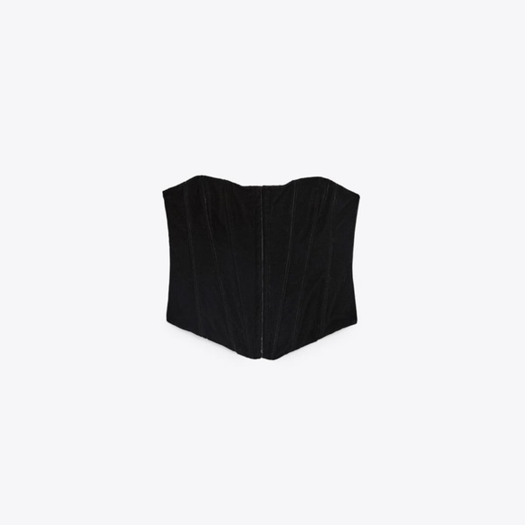 Zara | Tops | Zara Black Velvet Corset Top | Poshmark